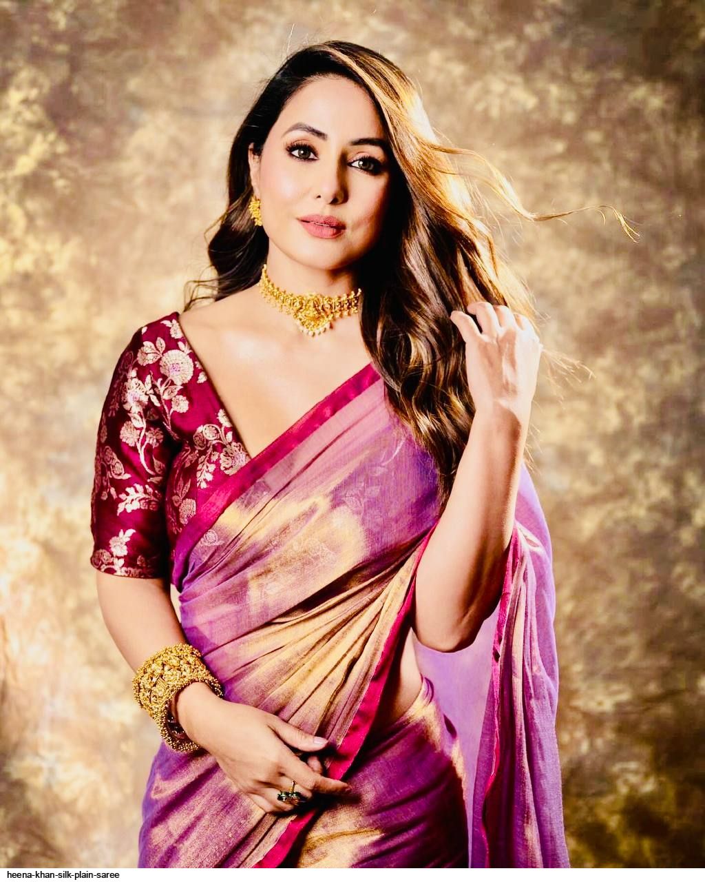 HEENA KHAN silk plain saree