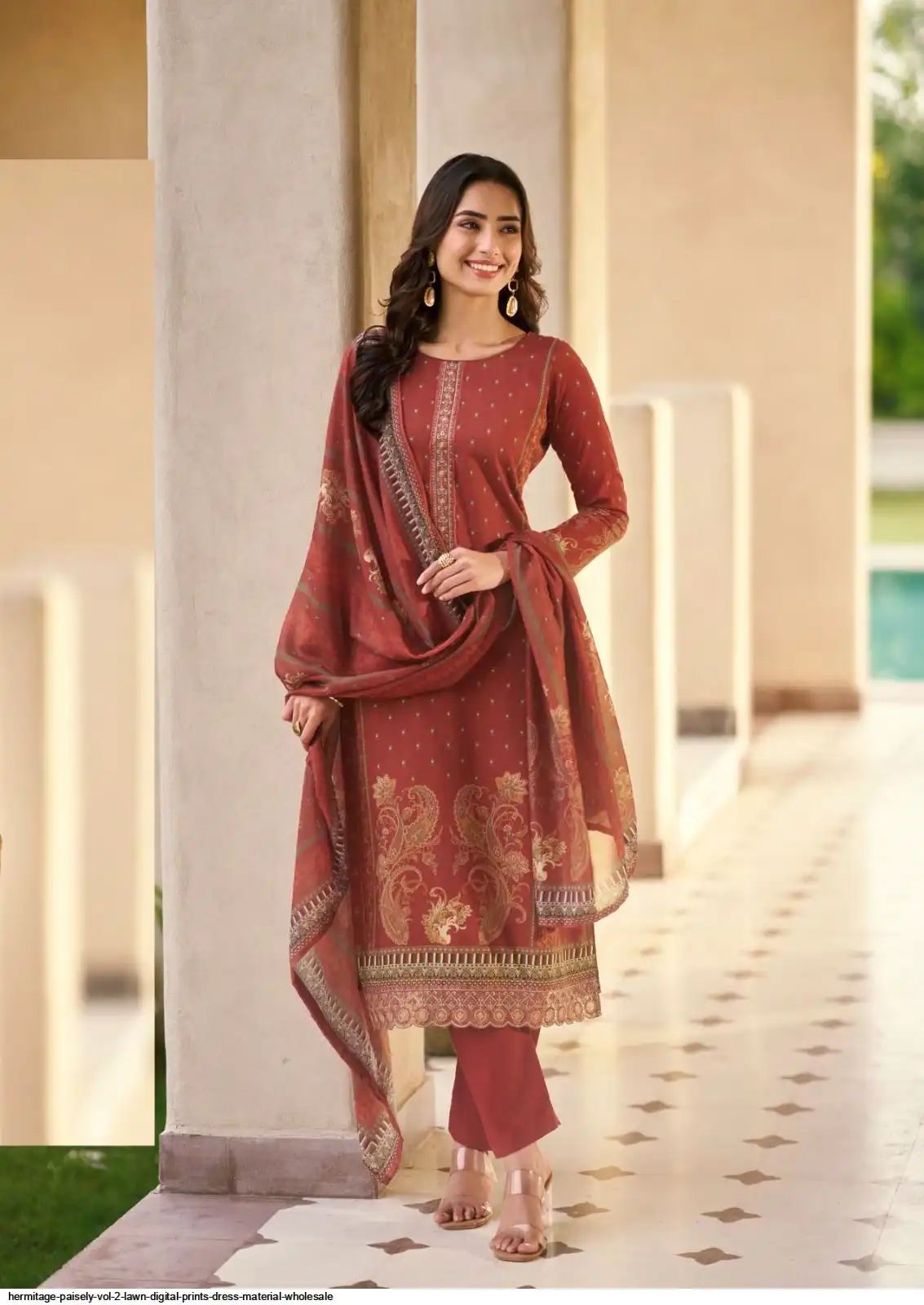 Hermitage Paisely Vol 2 Lawn Digital Prints Dress Material Wholesale