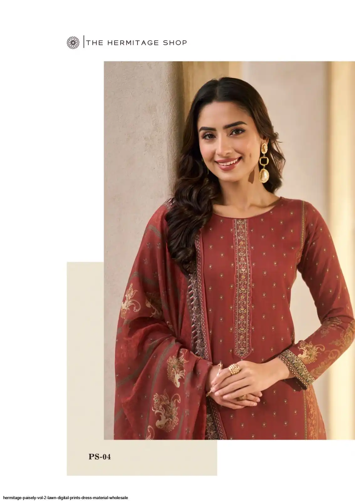 Hermitage Paisely Vol 2 Lawn Digital Prints Dress Material Wholesale