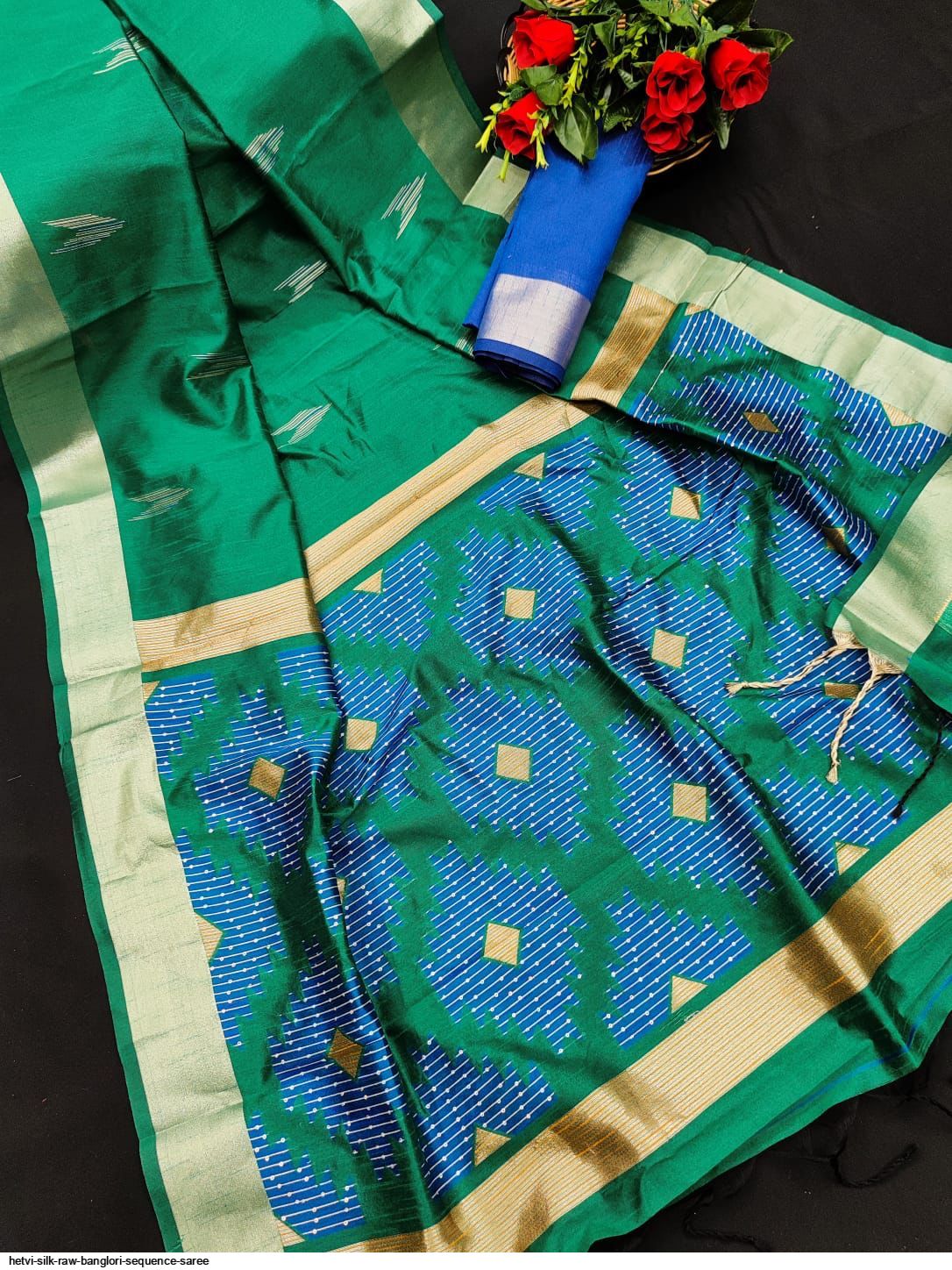 HETVI SILK RAW BANGLORI SEQUENCE SAREE
