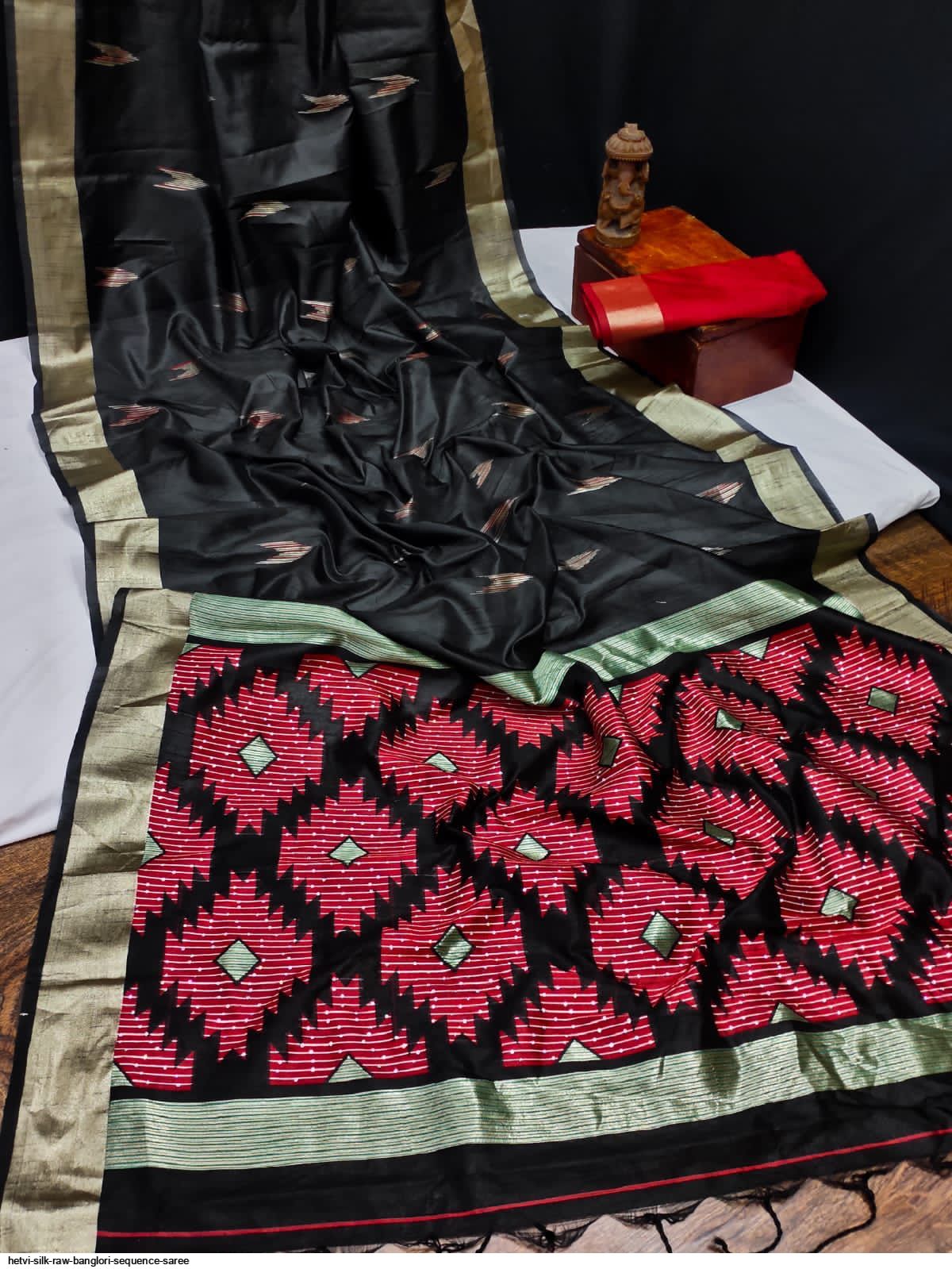 HETVI SILK RAW BANGLORI SEQUENCE SAREE