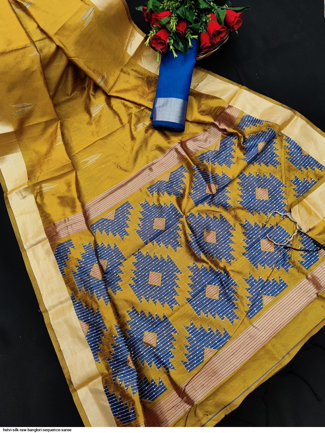 HETVI SILK RAW BANGLORI SEQUENCE SAREE