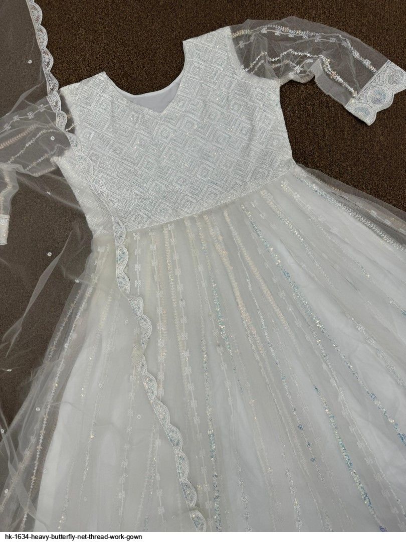 HK-1634 HEAVY BUTTERFLY NET THREAD WORK GOWN