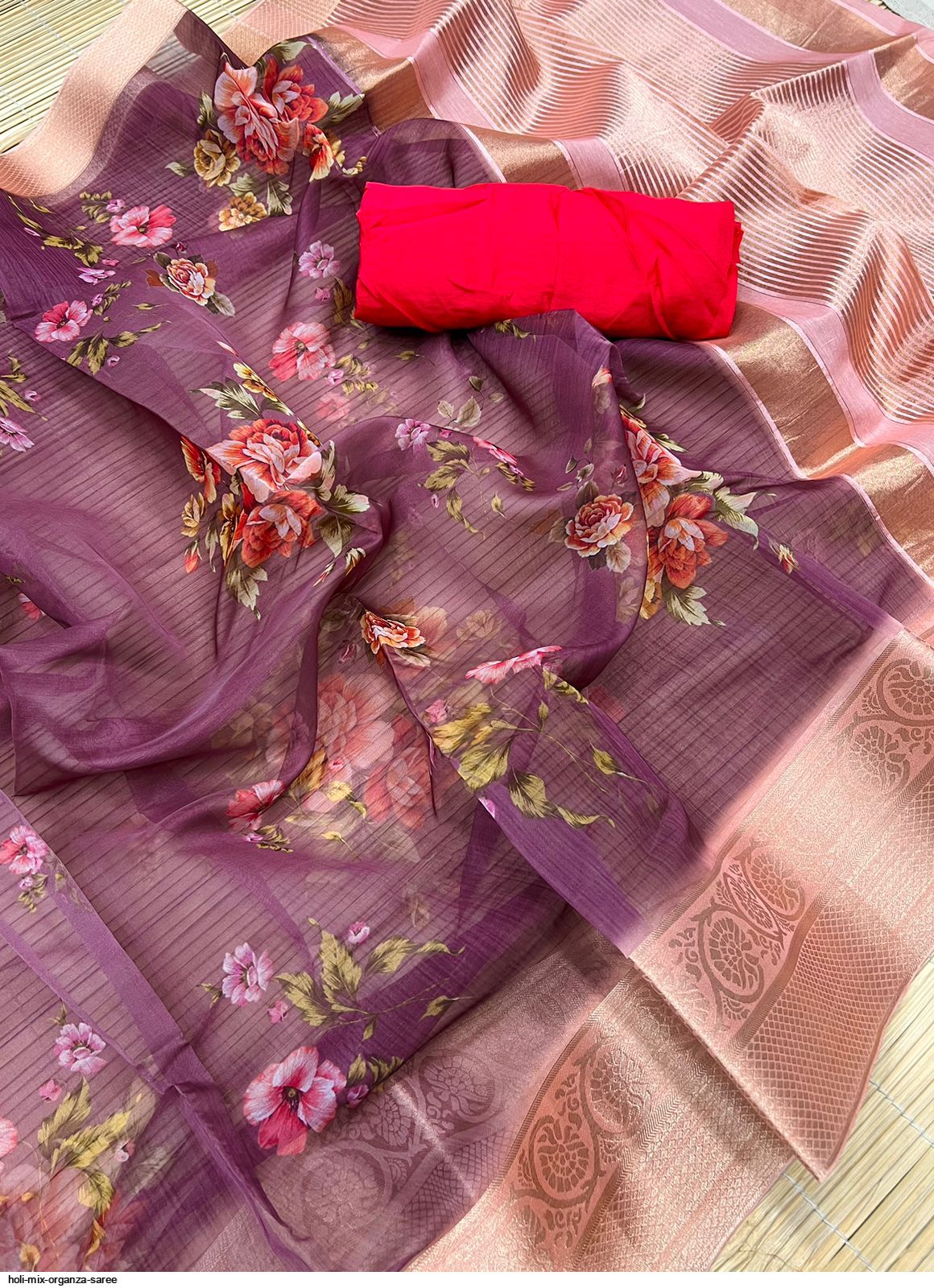 Holi Mix Organza saree