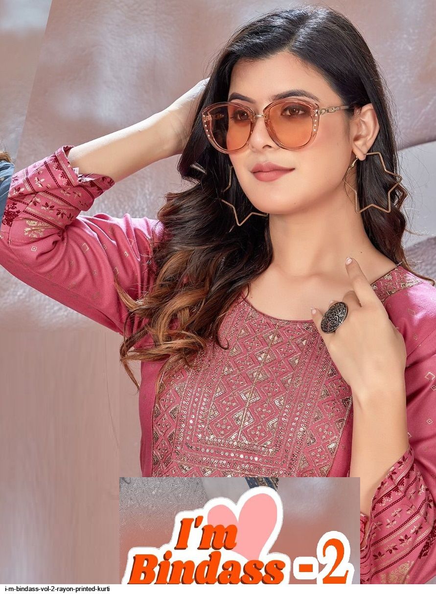 I M BINDASS VOL 2 RAYON PRINTED KURTI