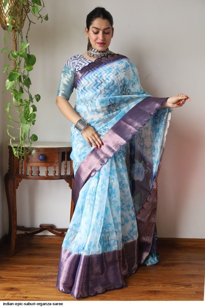 Indian epic Saburi Organza saree