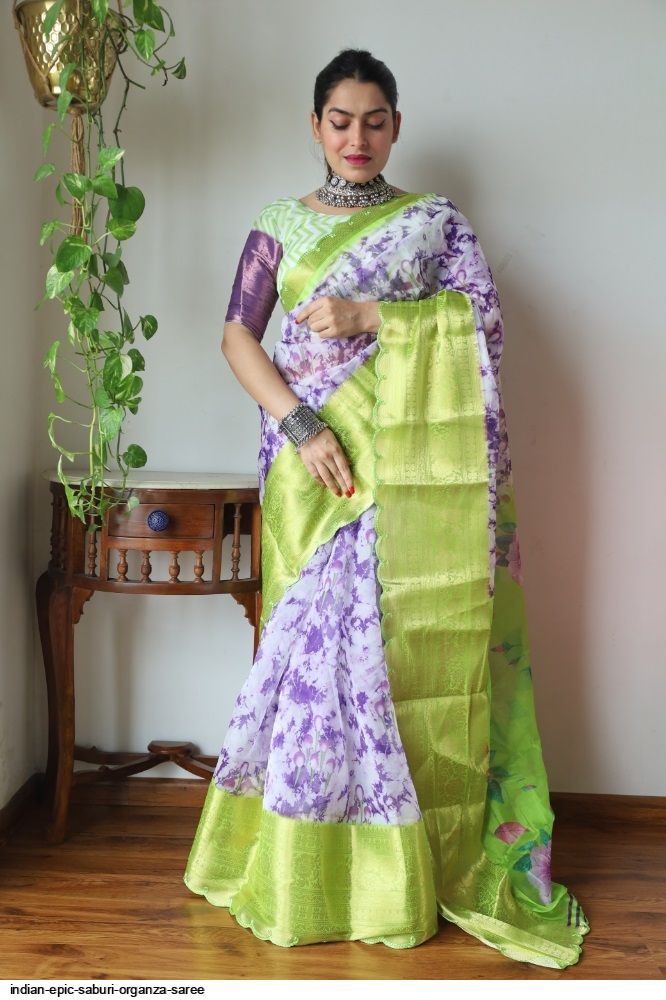 Indian epic Saburi Organza saree