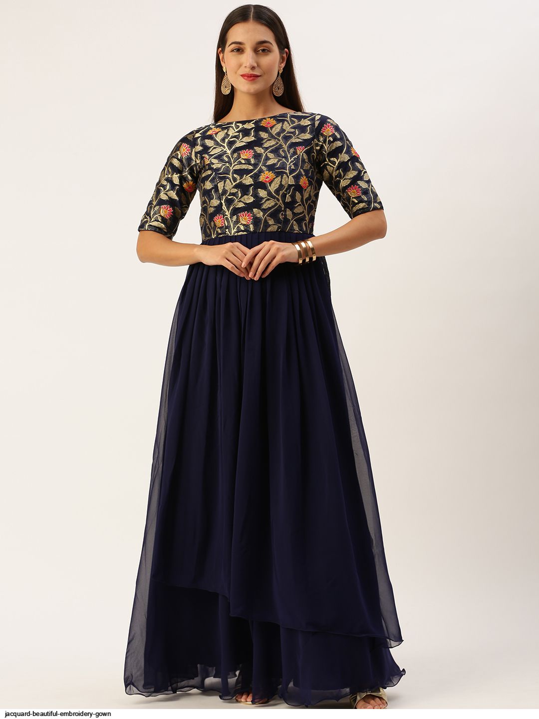 Jacquard beautiful embroidery gown