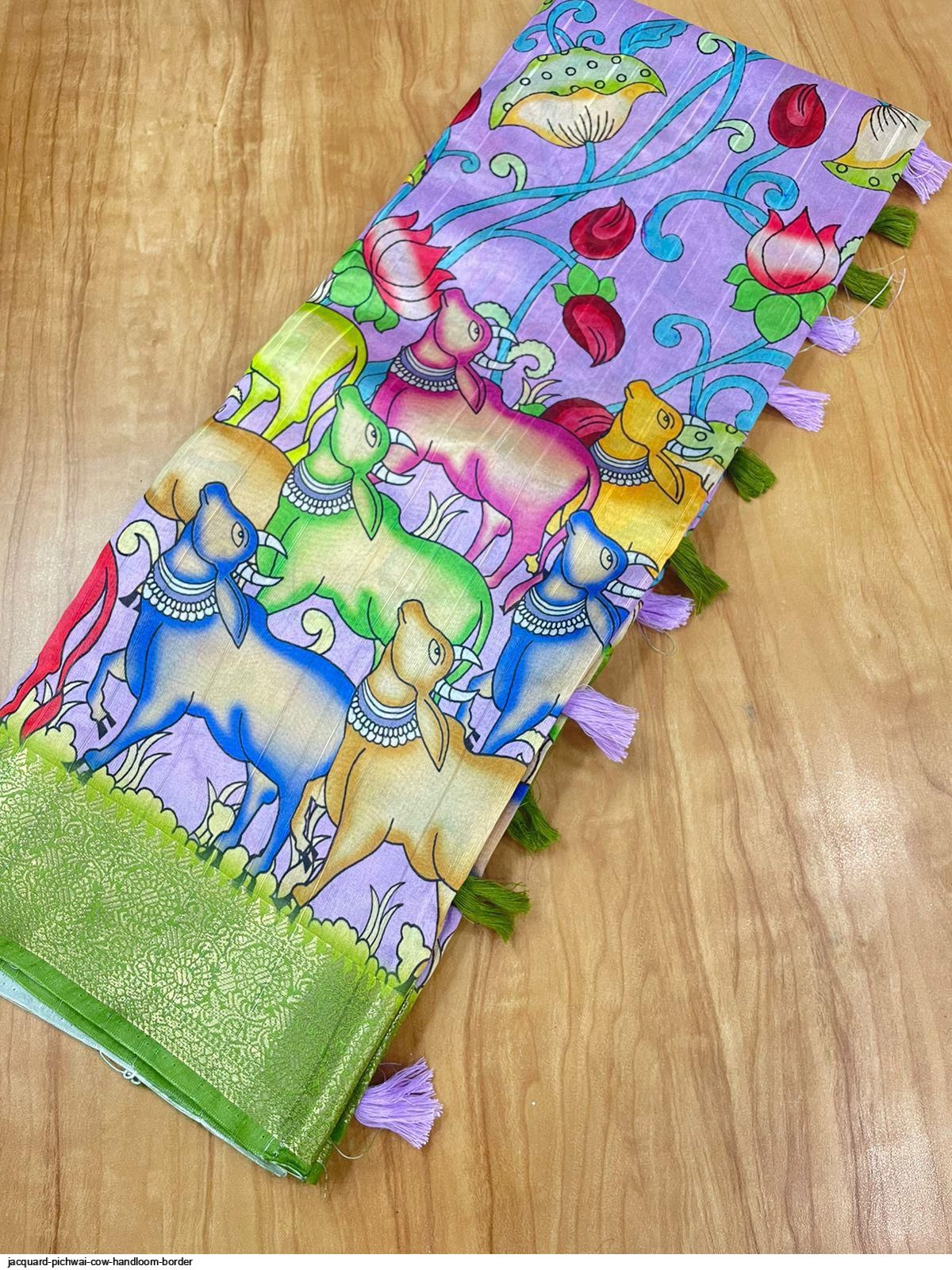 Jacquard Pichwai Cow Handloom border