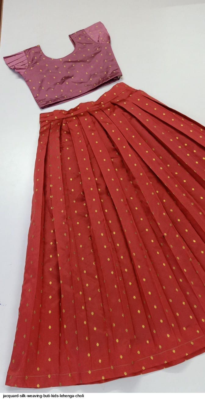 jacquard silk weaving Buti KIDS LEHENGA CHOLI