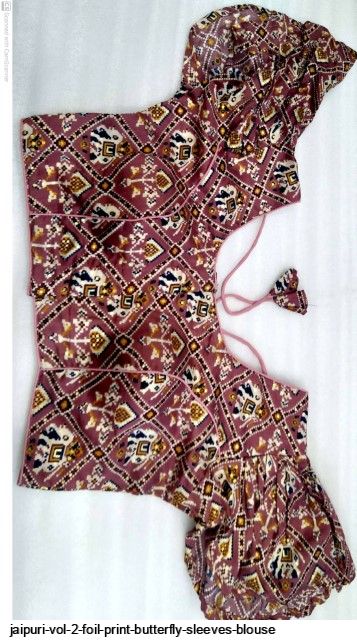 Jaipuri vol 2 Foil Print Butterfly Sleeves blouse