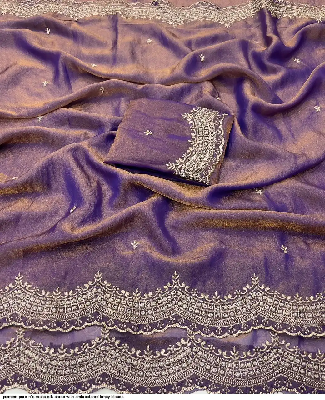 Jasmine N*C Moss Silk Saree Wholesale | Embroidered Blouse