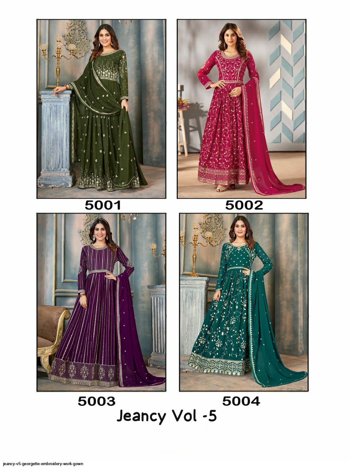 JEANCY V5 georgette Embroidery work gown