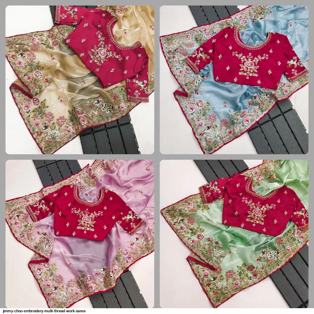 Jimmy Choo Embroidery Multi Thread work saree