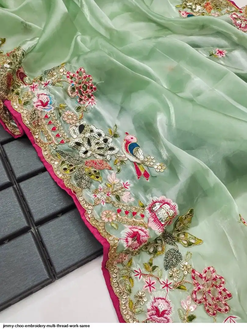 Jimmy Choo Embroidery Multi Thread work saree