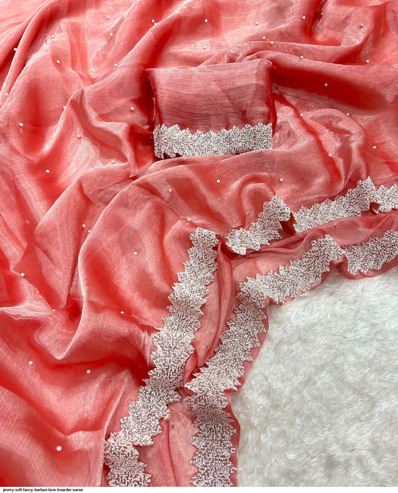 JIMMY Soft fancy Barbari Lace Boarder saree