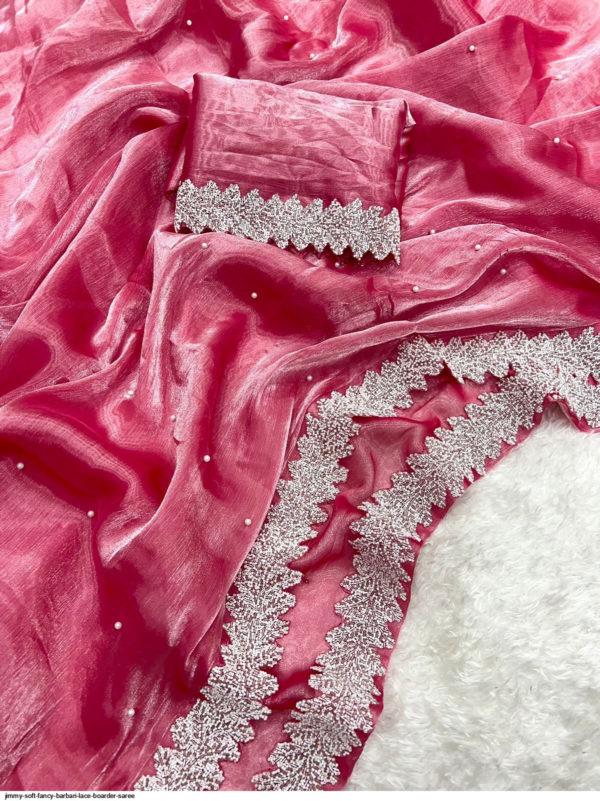 JIMMY Soft fancy Barbari Lace Boarder saree