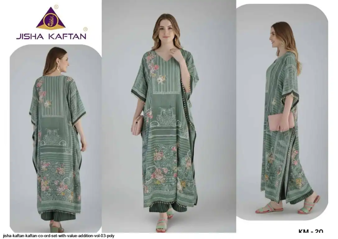 Jisha Kaftan Co‑Ord Set With Value Addition Vol 03 Wholesale India