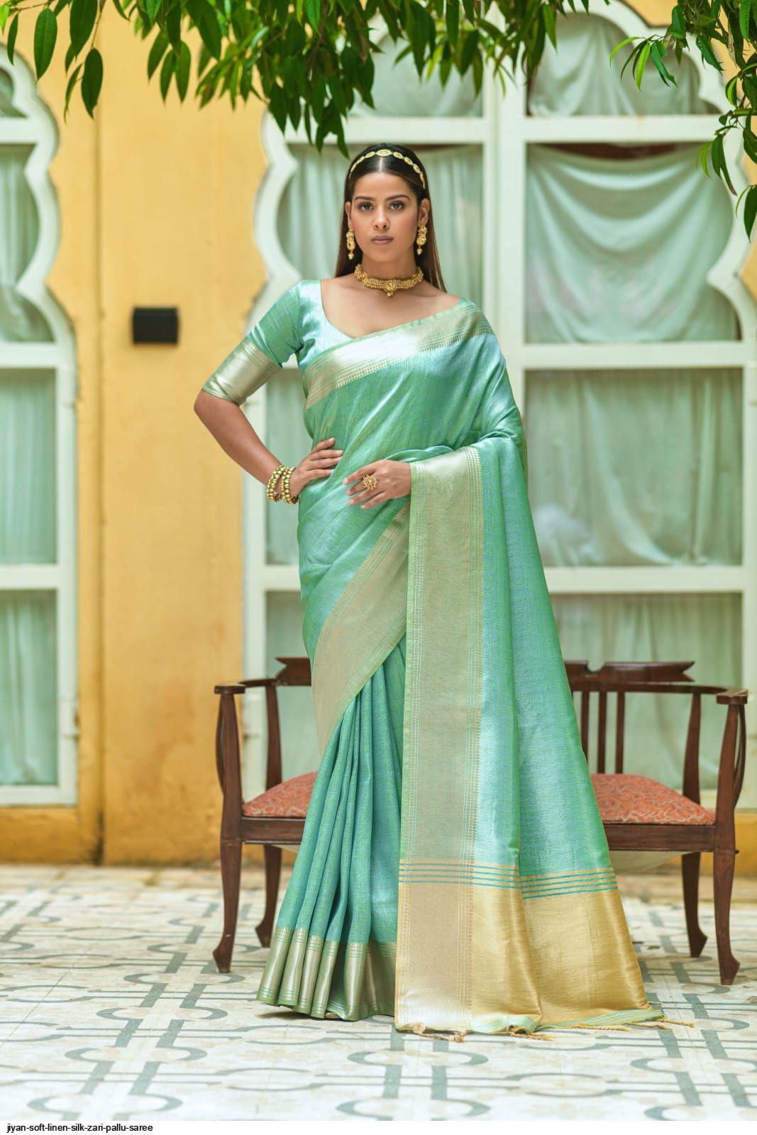 JIYAN SOFT LINEN SILK ZARI PALLU SAREE
