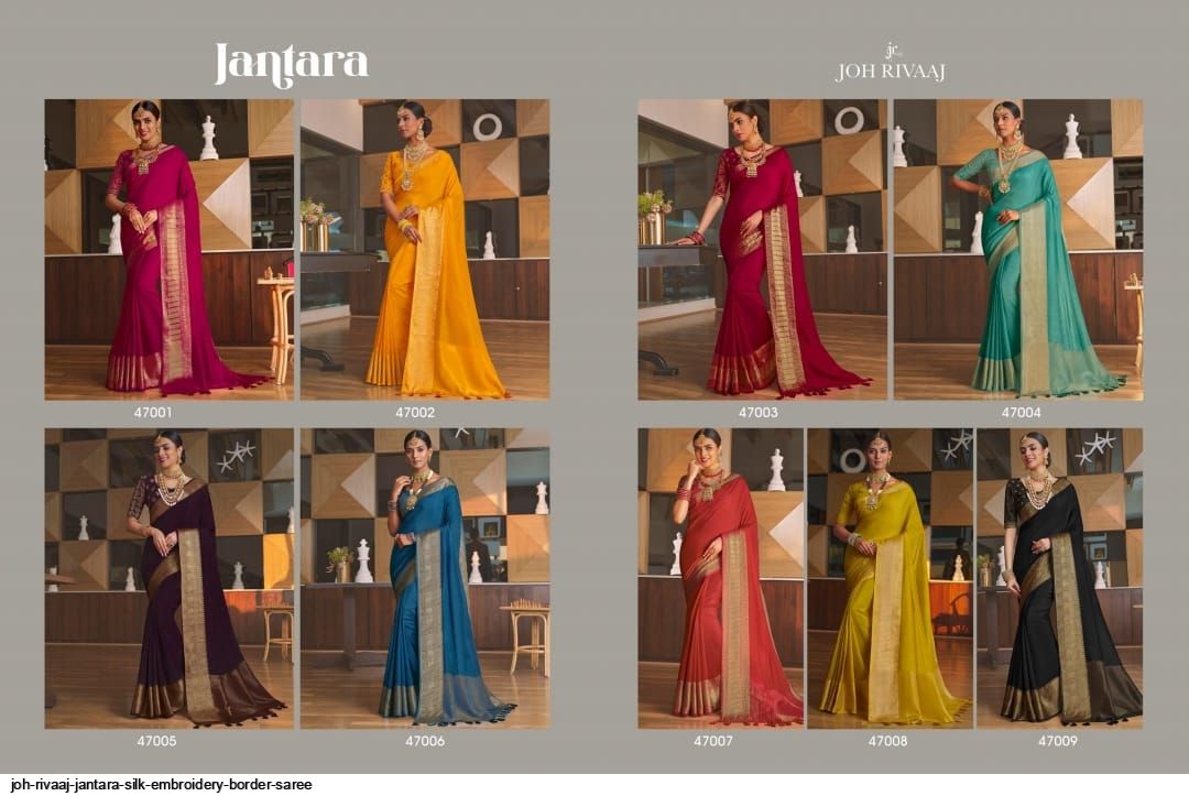 JOH RIVAAJ JANTARA SILK EMBROIDERY BORDER SAREE