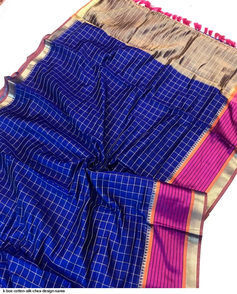 K BOX cotton silk CHEX DESIGN SAREE