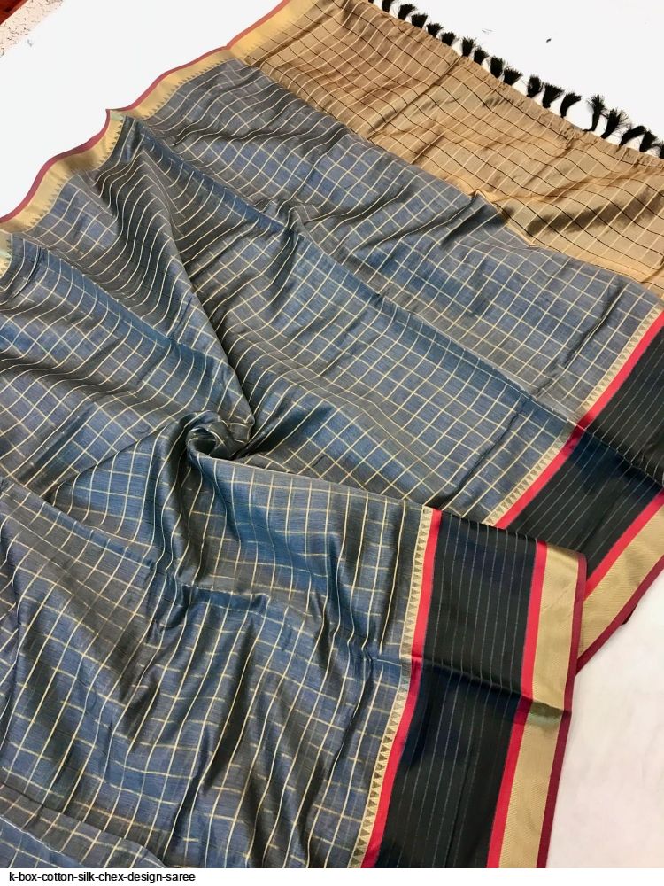 K BOX cotton silk CHEX DESIGN SAREE