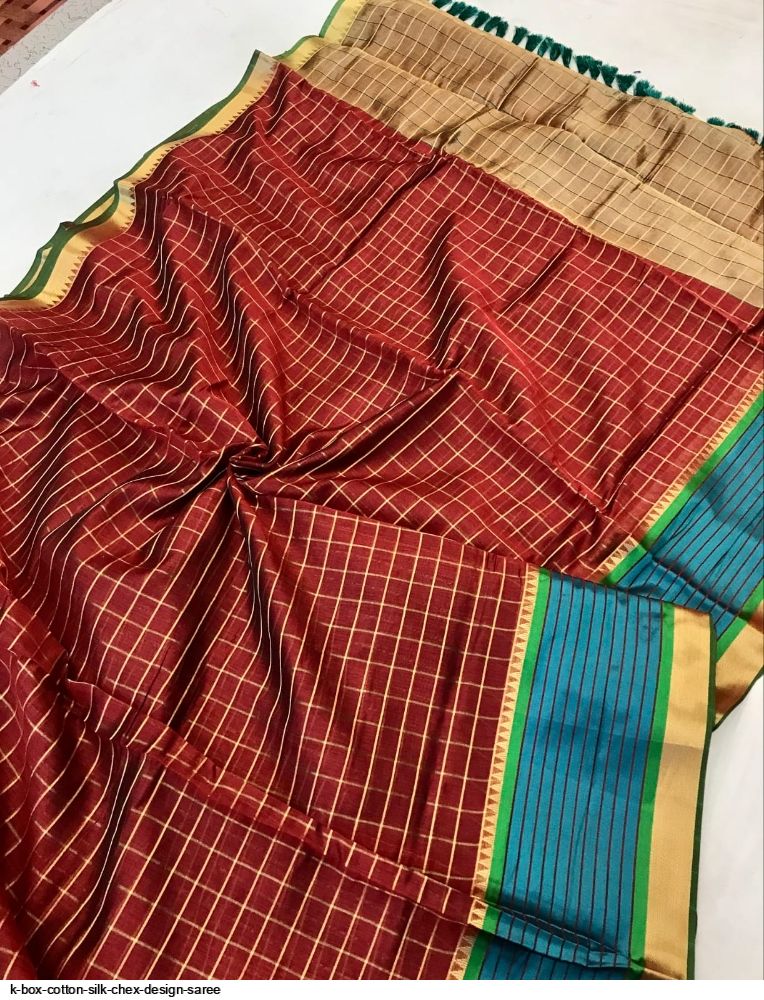 K BOX cotton silk CHEX DESIGN SAREE