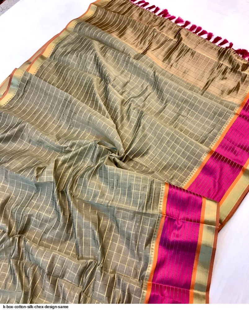 K BOX cotton silk CHEX DESIGN SAREE