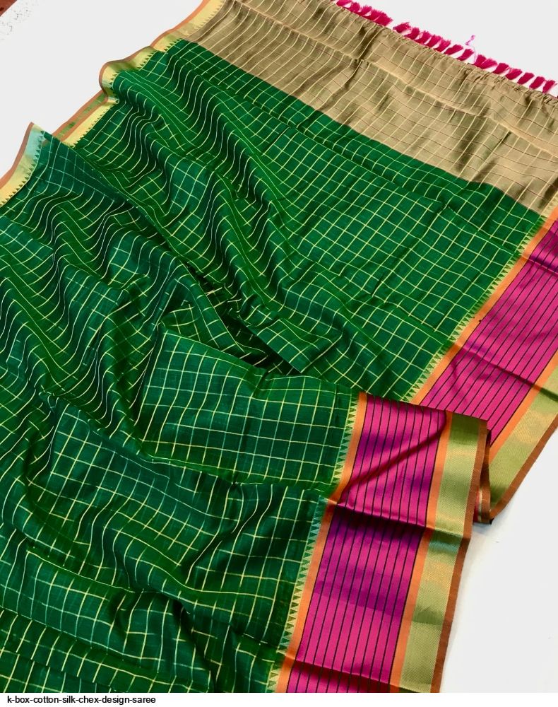 K BOX cotton silk CHEX DESIGN SAREE