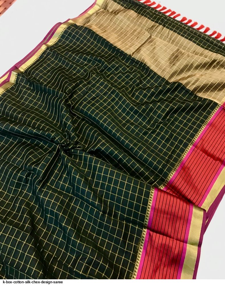 K BOX cotton silk CHEX DESIGN SAREE