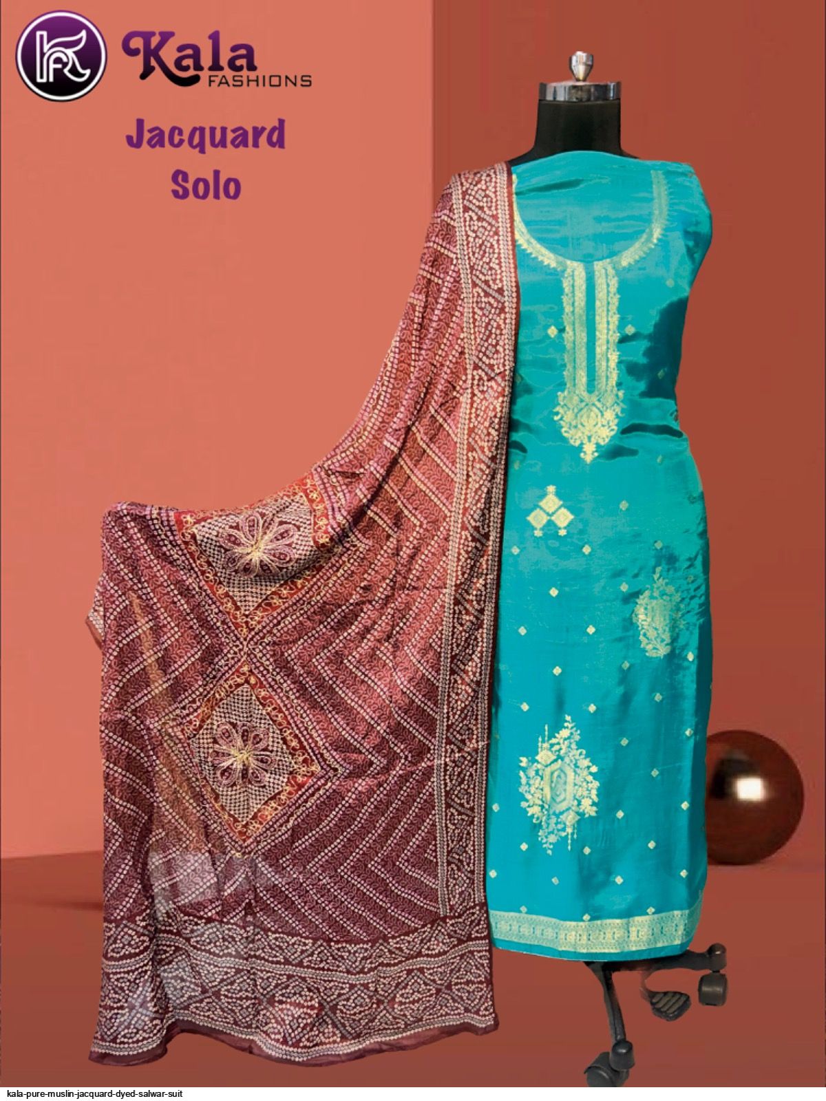 Kala PURE MUSLIN Jacquard DYED salwar suit