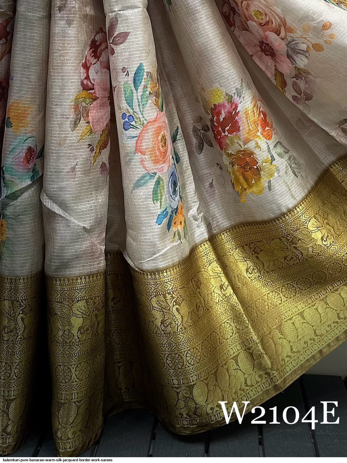 Kalamkari Pure Banarasi Warm silk jacquard Border work sarees