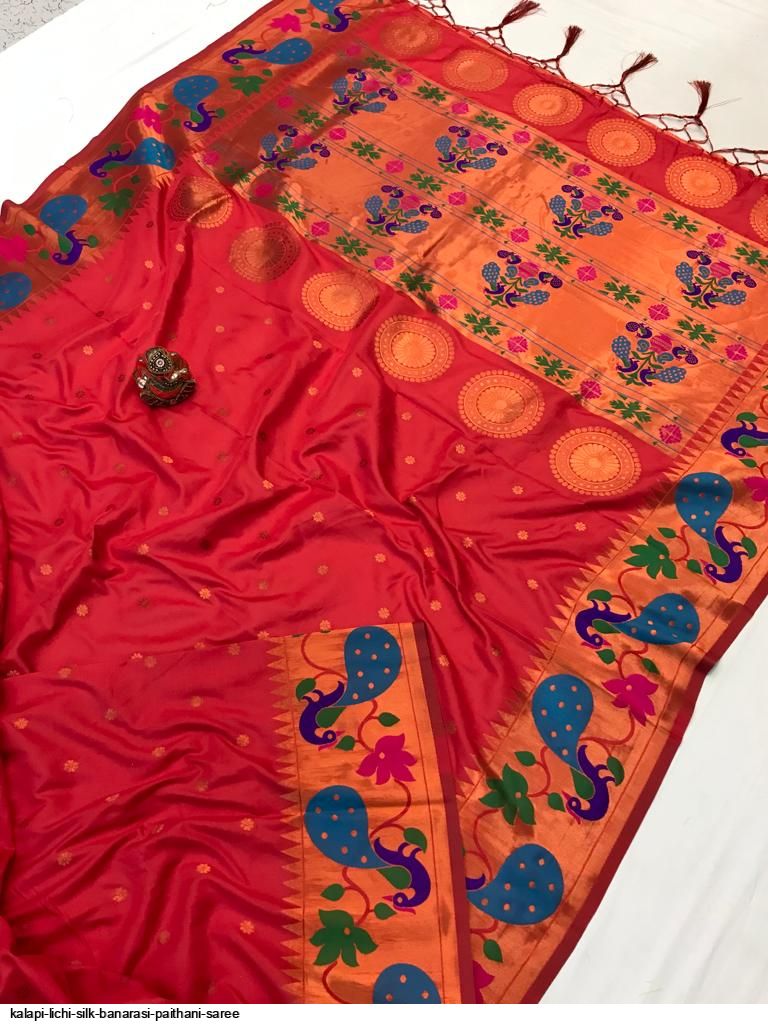 KALAPI LICHI SILK BANARASI PAITHANI SAREE