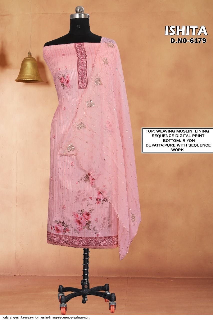 KALARANG ISHITA Weaving Muslin Lining Sequence salwar suit