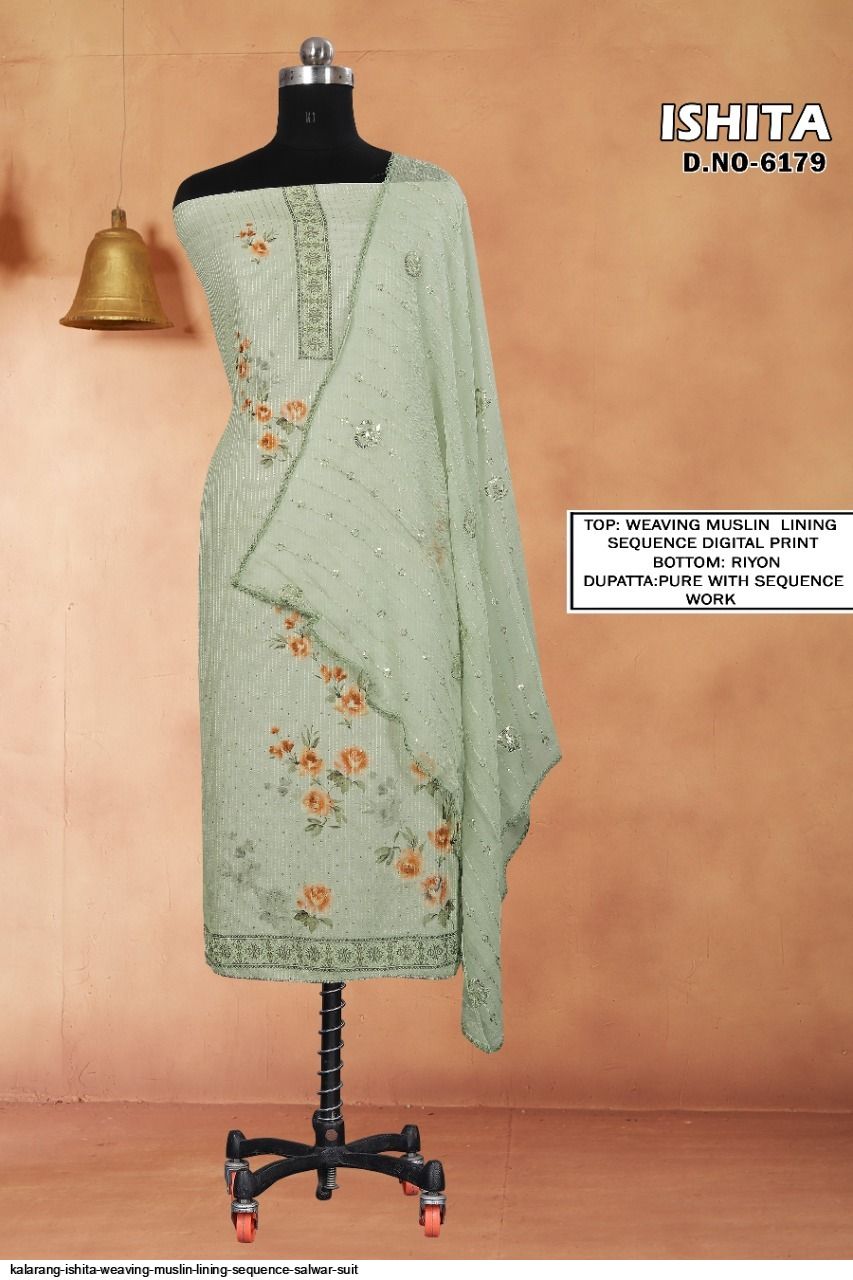 KALARANG ISHITA Weaving Muslin Lining Sequence salwar suit