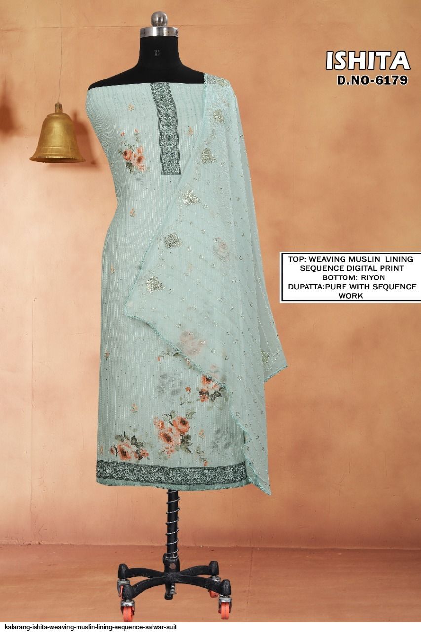 KALARANG ISHITA Weaving Muslin Lining Sequence salwar suit
