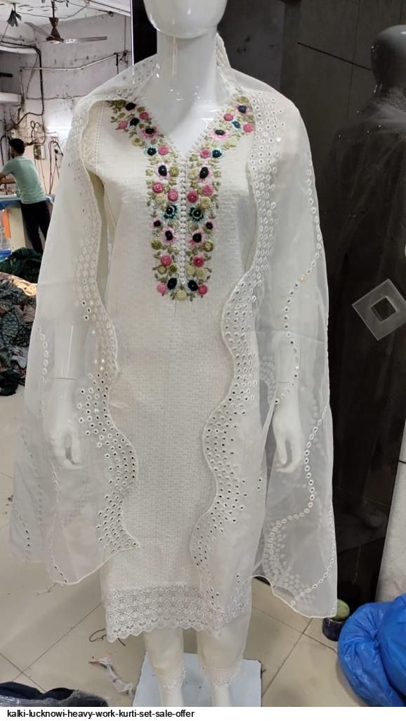 Kalki LUCKNOWI HEAVY WORK kurti set sale offer