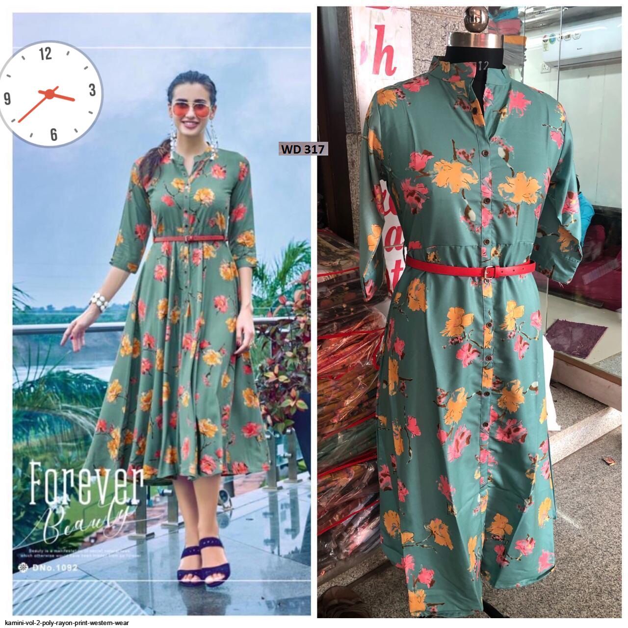 Kamini vol 2 poly Rayon Print western wear