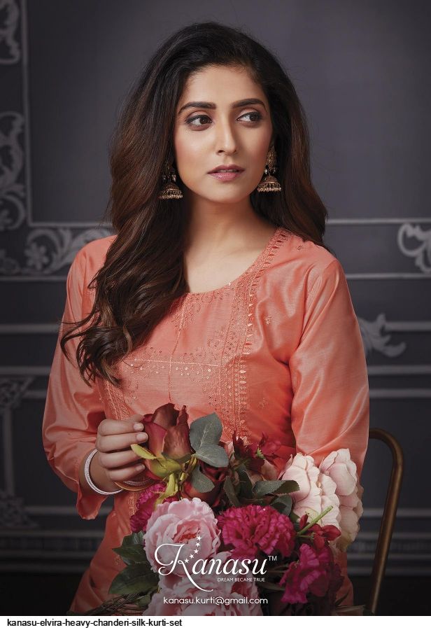 KANASU ELVIRA HEAVY CHANDERI SILK KURTI SET
