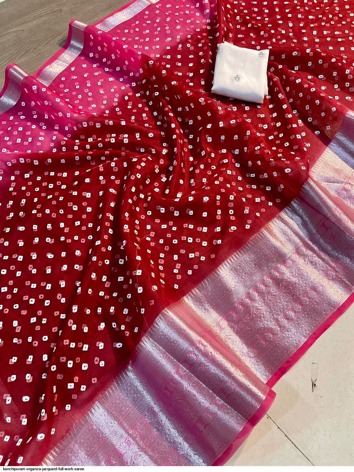 KANCHIPURAM ORGANZA JACQUARD FULL WORK SAREE