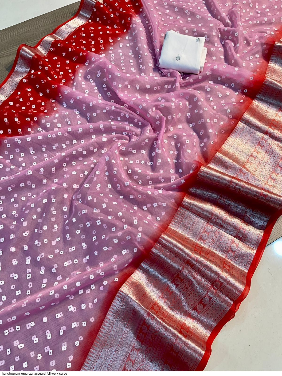 KANCHIPURAM ORGANZA JACQUARD FULL WORK SAREE