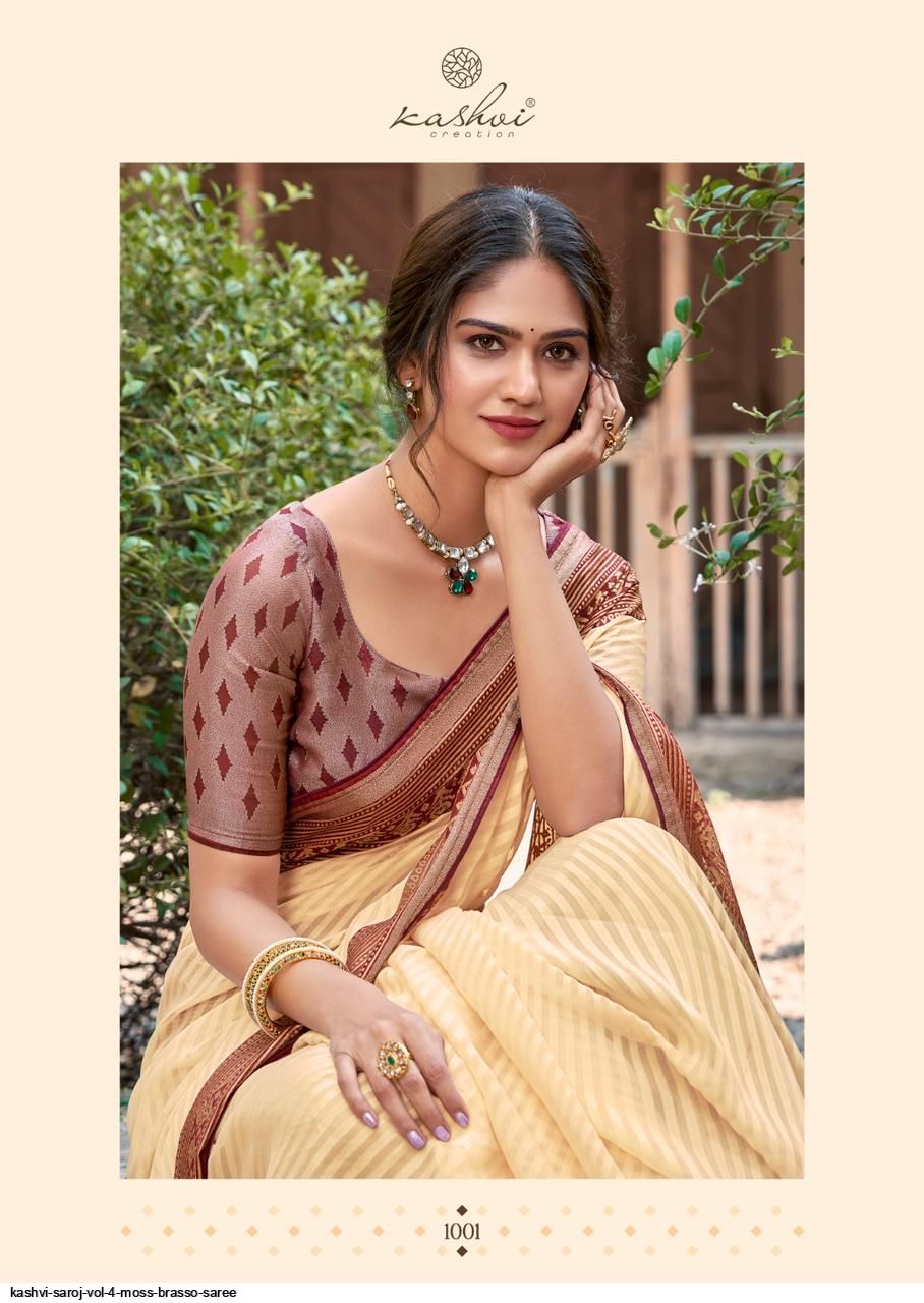 KASHVI SAROJ VOL 4 MOSS BRASSO saree