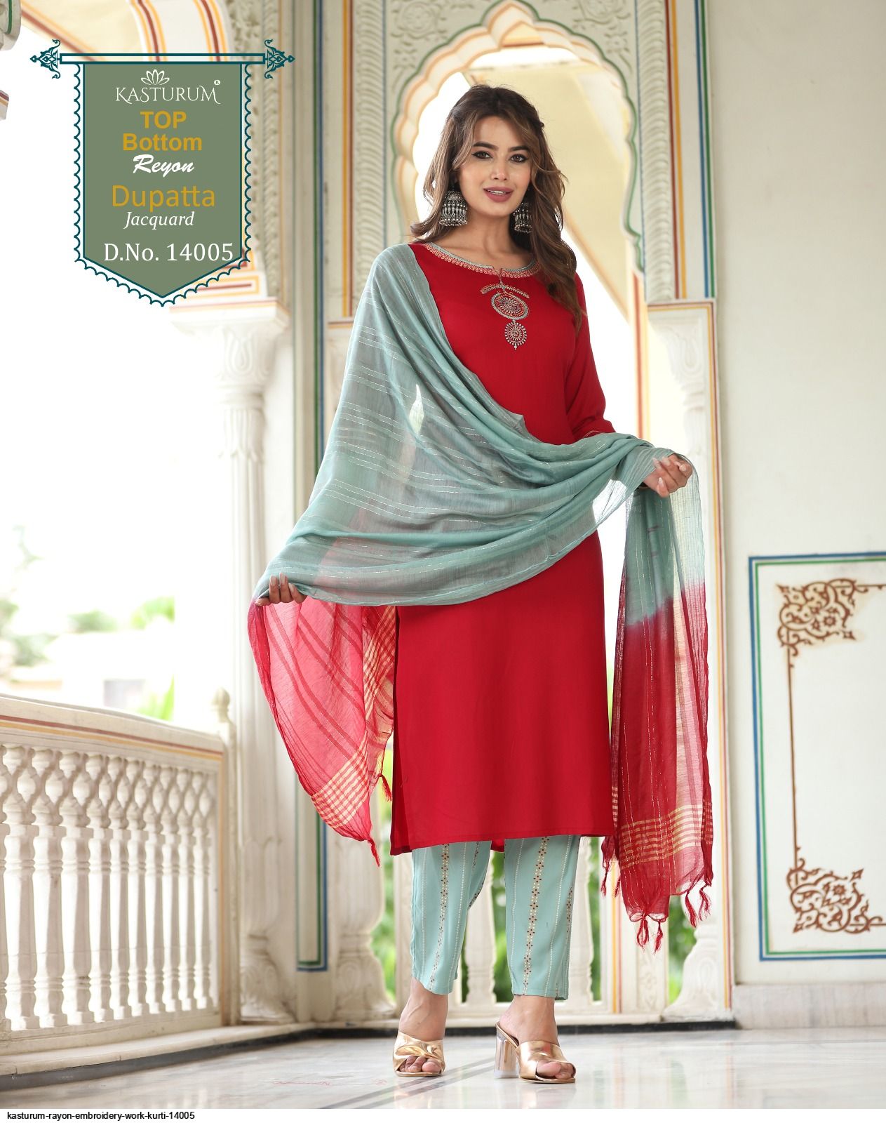 KASTURUM RAYON EMBROIDERY WORK KURTI 14005