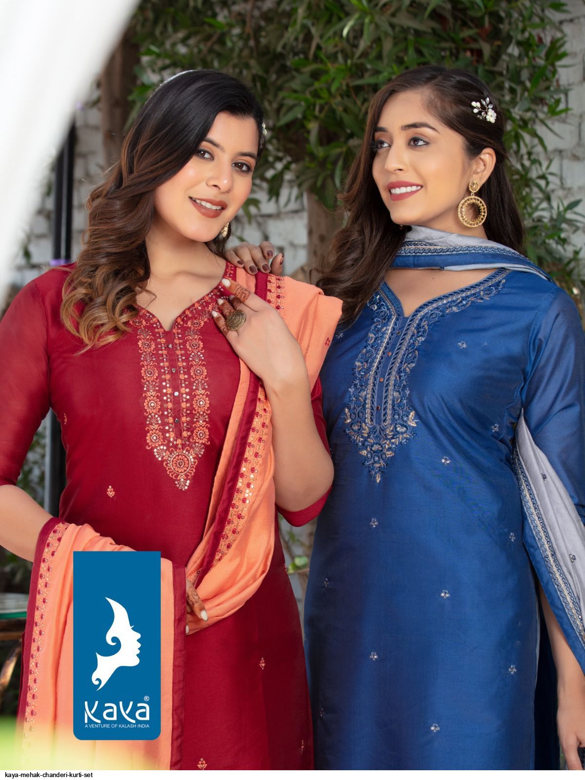 KAYA MEHAK CHANDERI KURTI SET