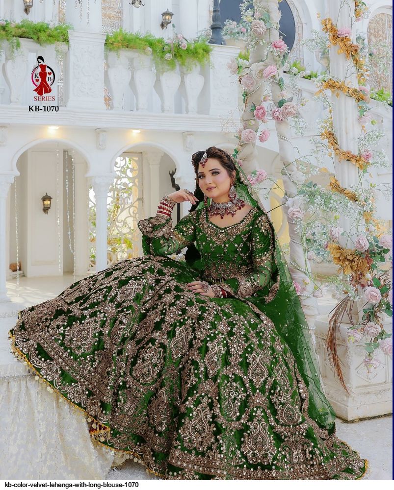 Kb COLOR VELVET LEHENGA with LONG BLOUSE 1070