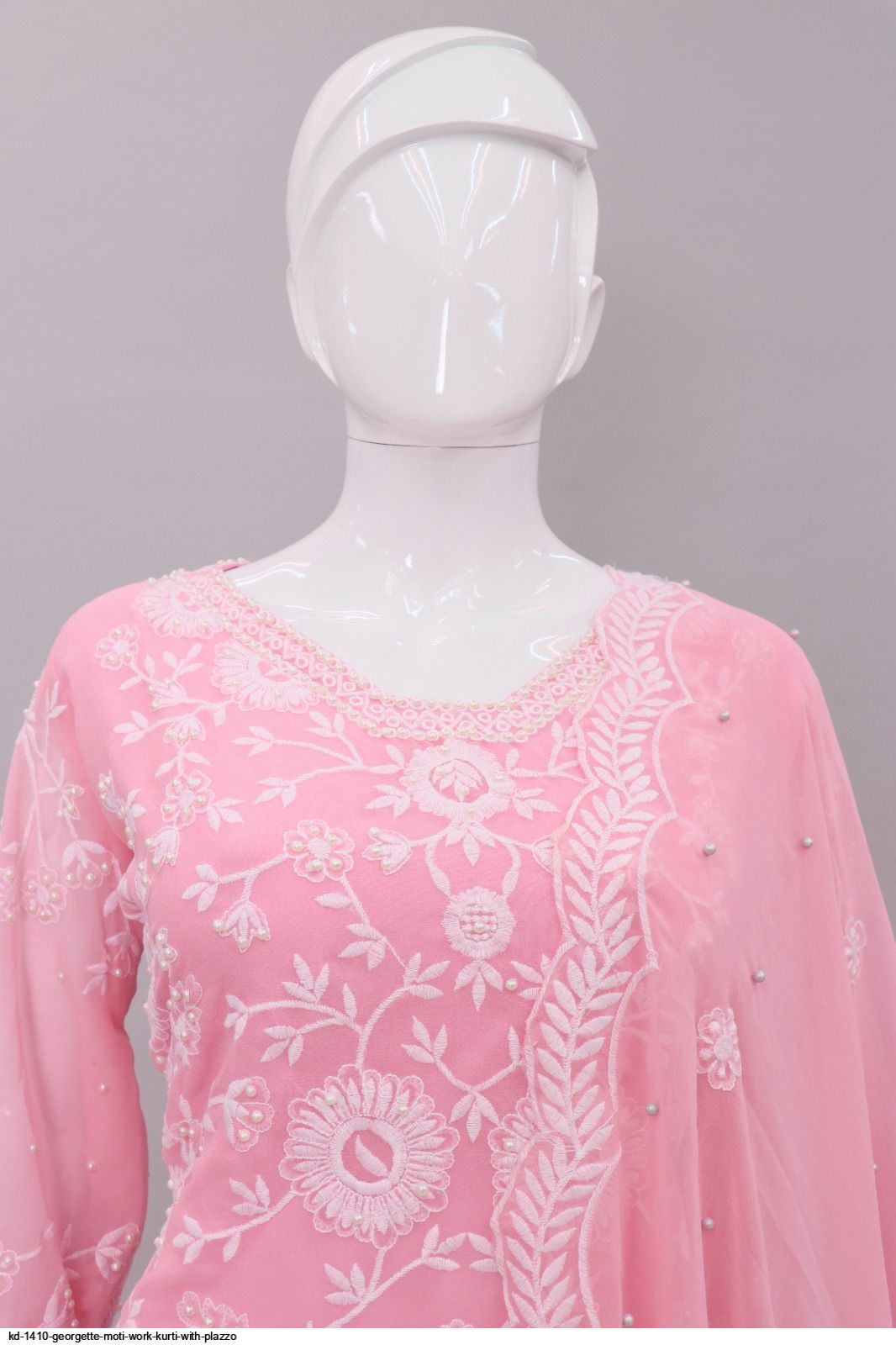 KD-1410 Georgette Moti Work kurti with plazzo