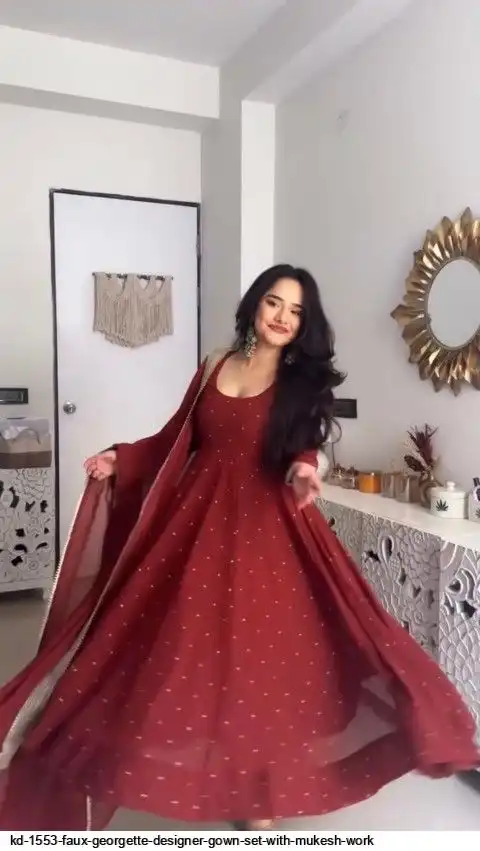 KD-1553 Faux Georgette Gown Set | Wholesale Ethnic Wear