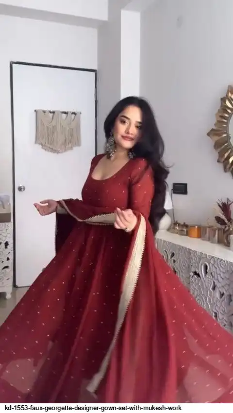 KD-1553 Faux Georgette Gown Set | Wholesale Ethnic Wear