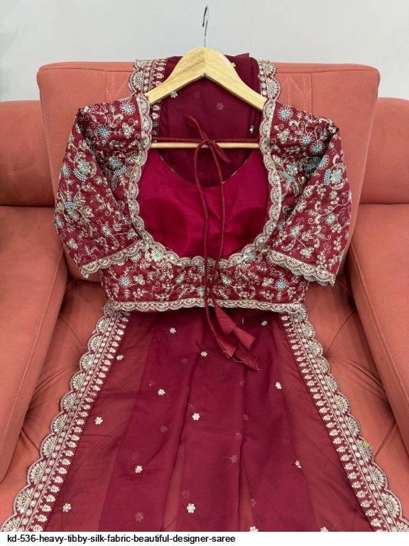 KD 536 Heavy Tibby Silk Fabric beautiful Designer Saree