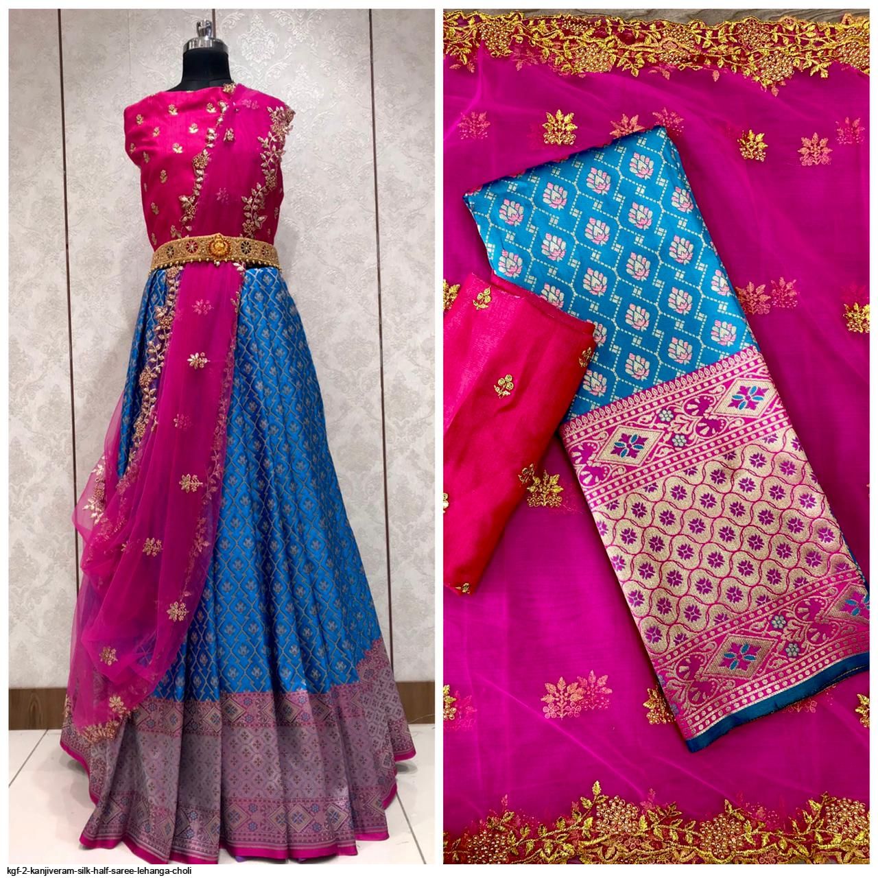 KGF 2 KANJIVERAM SILK HALF SAREE LEHANGA CHOLI